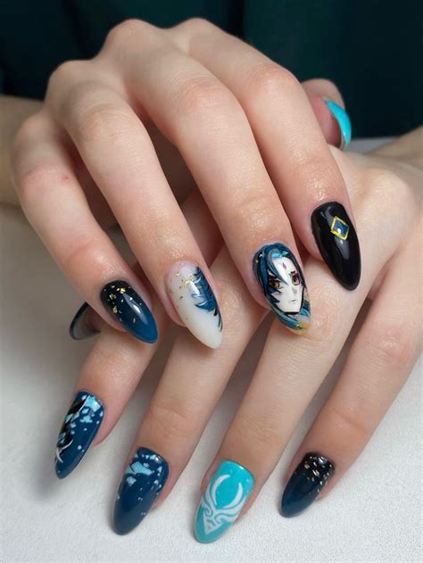 Сяо дома!!! | Nail jewels, Fake nails designs, Anime nails