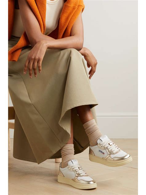 AUTRY Medalist Low metallic leather sneakers | NET-A-PORTER