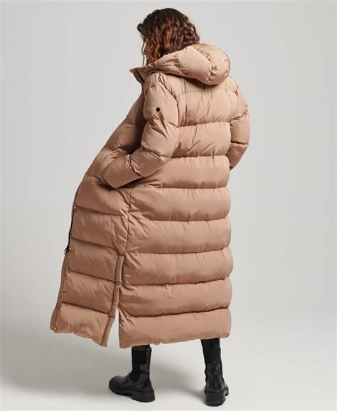 Damen - Maxi-Steppmantel mit Kapuze Holzrauch | Superdry DE
