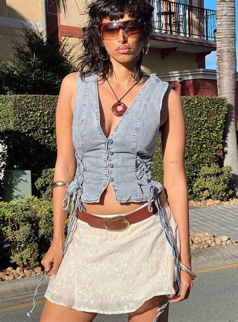 Stavia Vest Top Denim | Princess Polly USA