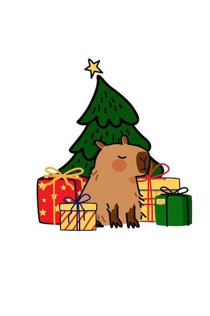 Premium Vector | Vector illustration of a Christmas capybara | Merry ...