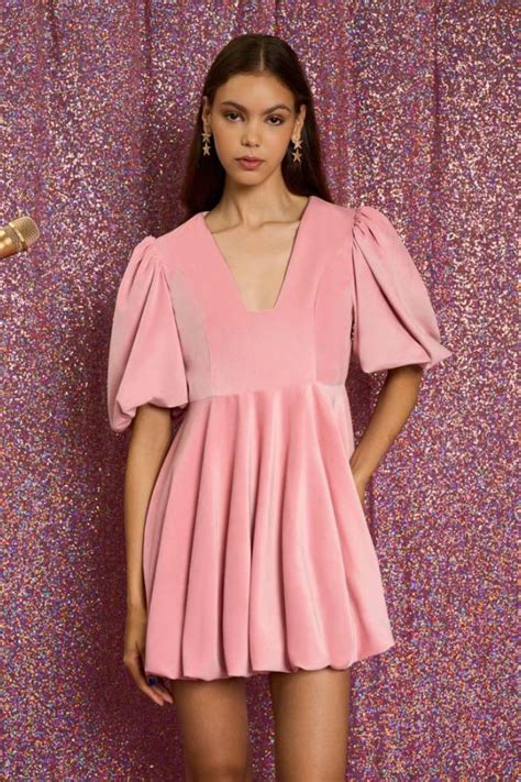 Harmony Velvet Mini Dress | Baby Pink | Garmentory