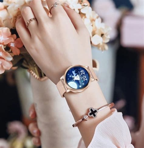 Купить Женские умные смарт часы для андроид круглые Smart Romantic Gold ...