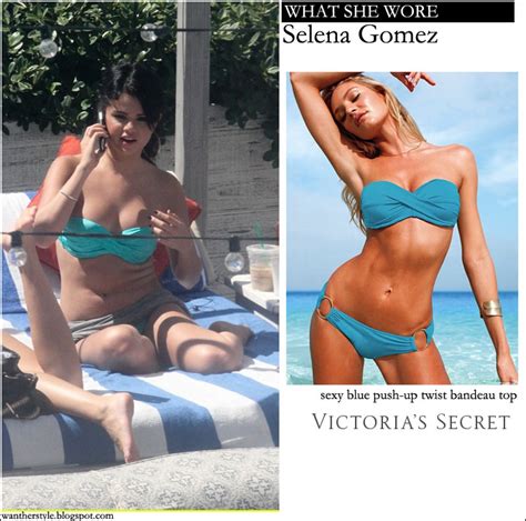 WHAT SHE WORE: Selena Gomez in aqua push up twist bandeau bikini top ~ I want her style - What ...