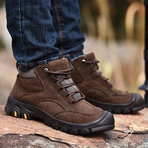 Genuine Leather Men Shoes Waterproof Outdoor Men Boots Comfortable Men ...