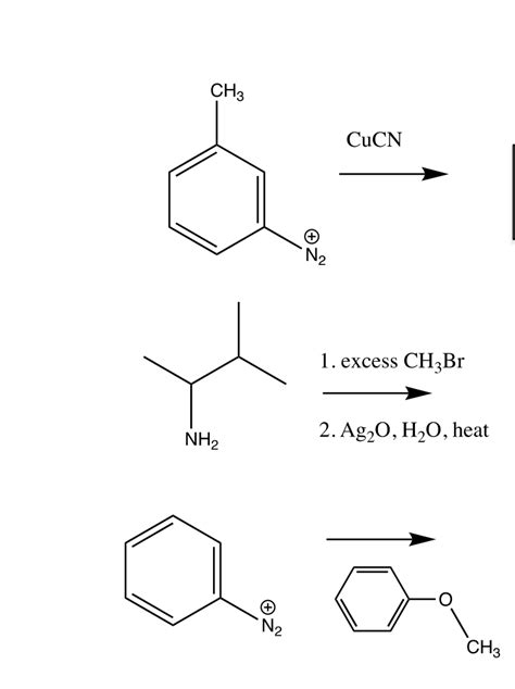 Solved CH3 CuCN N2 1. excess CH3Br NH2 2. Ag20, H2O, heat N2 | Chegg.com