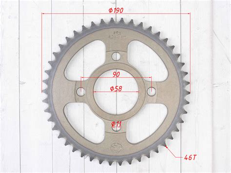 Звезда ведомая стальная 428-46T d-58mm, 4 болта крепл. L-90mm, с ...