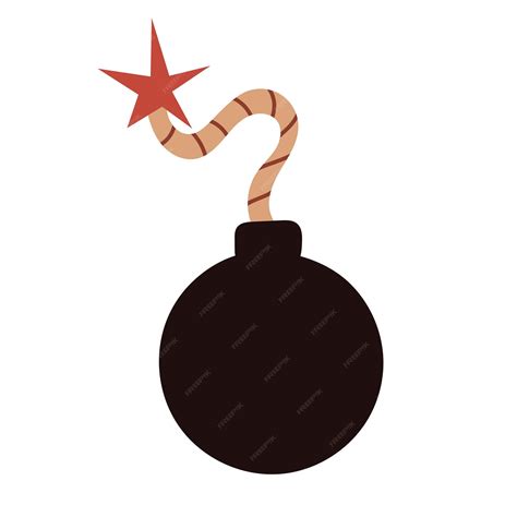 Premium Vector | Black bomb with a burning fuse explosion hand drawn ...