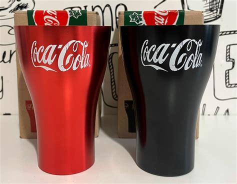 Набор 2 стакана Кока-кола Coca-cola. Сделаны из металла, 358 мл ...