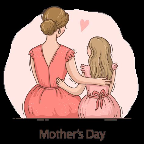 Tender Moment Between Mother and Daughter Mothers Day Heartwarming Clipart Illustration ...