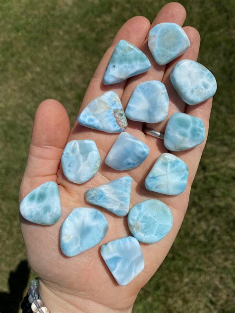 Tumbled Larimar Slice - Larimar Tumbled Stone Slice - Grade AAA | New Moon Beginnings
