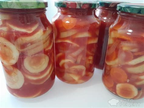 Рецепт: Кабачки кружочками в томатном соке | Самая быстрая заготовка на ...
