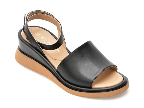 Sandale LR Lorettini negre, 30061, din piele naturala - Sandale