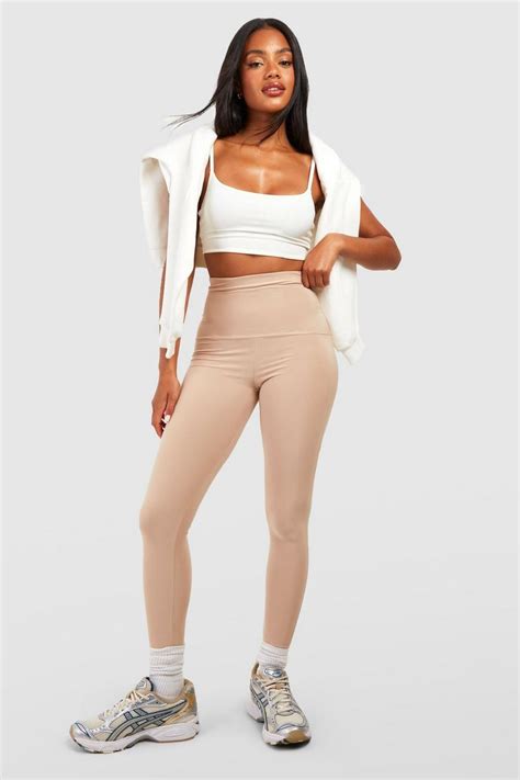 Women's Double Layer High Waisted Sculpt Leggings | Boohoo UK