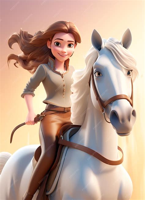 Premium AI Image | a beautiful princess riding on a cute horse
