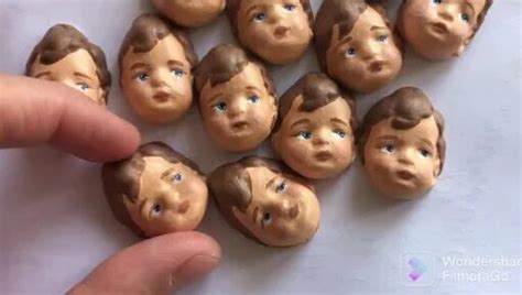 Личико для ватной игрушки _ лепка лица с помощью молда _ роспись личика ...
