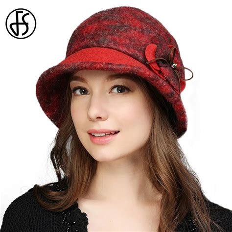 FS осень зима Fedora шляпы для женщин Ретро шляпа-котелок из шерстяного ...