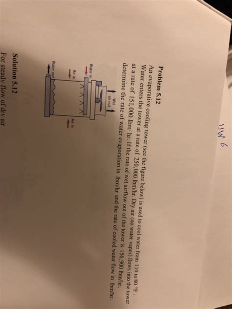Solved 12 6 Problem 5.12 An evaporative cooling tower (see | Chegg.com