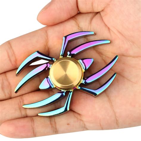 Colorful Metal Finger Spinner Toy Spider EDC Fidget Spinner Hand ...