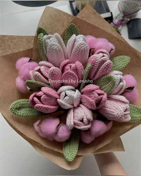 Вязанный букет тюльпанов | Crochet tulip bouquet 🌷 в 2025 г | Вязаные ...