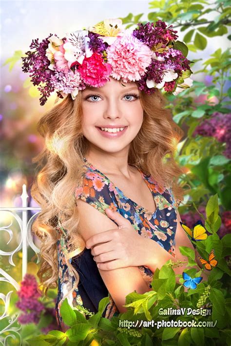 Портрет Веночек из цветов » Детские PSD фотошаблоны, выпускные ...