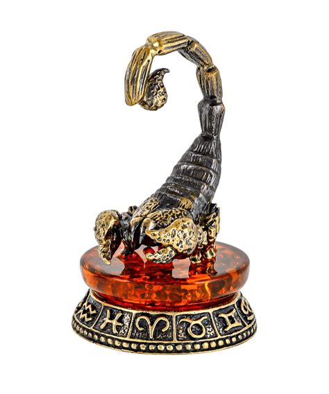 Знак Зодиака Скорпион Большой 2456 – фигурка-сувенир из янтаря и латуни ...