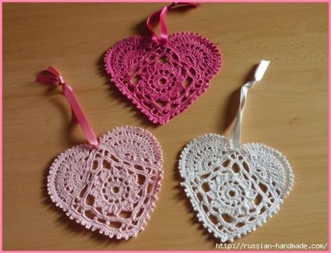 Схемы вязания сердечек - валентинок крючком - Russian-Handmade.com