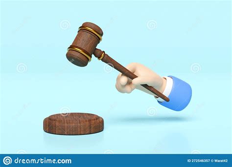3d Wooden Judge Gavel, Hand Holding Hammer Auction With Stand Isolated On Blue Background. Law ...