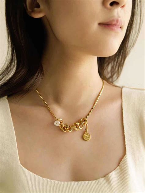 Maia Necklace (Brass with 18K Gold Plating & Pearl) - Dear Me Jewelry