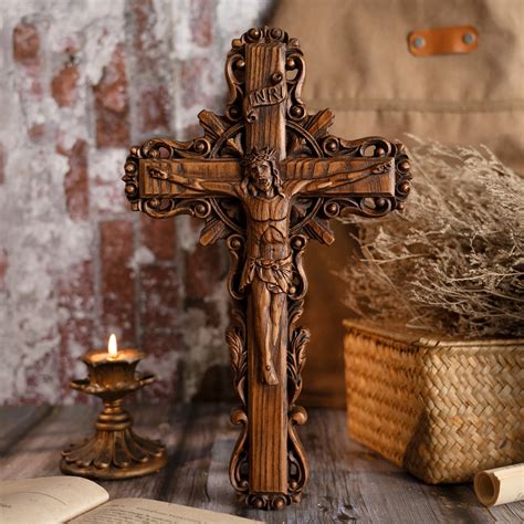 Jesus-Wooden-Cross-Crucifix-Christian-Cross-Jesus-Christ-Ornament-Catholic-Religious-Prayer ...