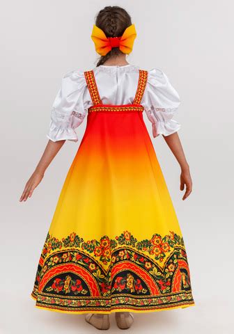 Купить русский народный удлиненный сарафан для девочки Хохлома Узорная ...