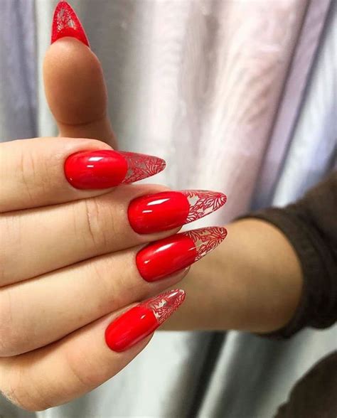 Красные кружева | Nails, Red nails, Crystal nails