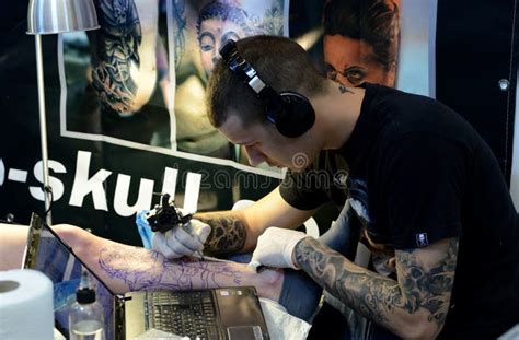 Tattooist Makes a Tattoo on His Client S on 18 April, 2015, Sofia ...