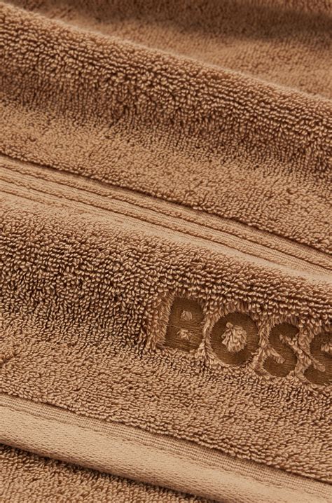 BOSS - Logo hand towel in Aegean cotton