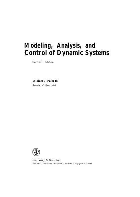 Modeling, analysis, and control of dynamic systems