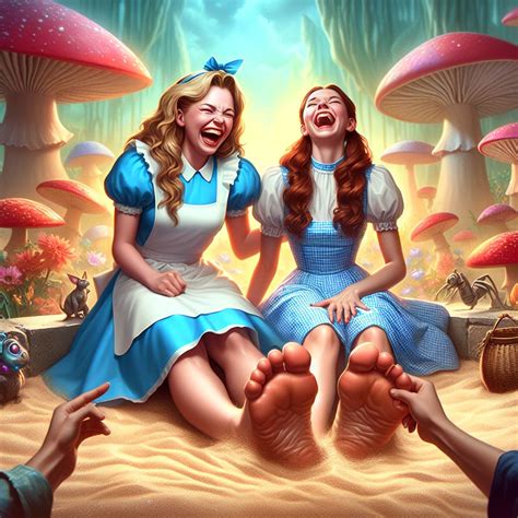 Alice and Dorothy stuck in Sand Tickles by tool04 on DeviantArt