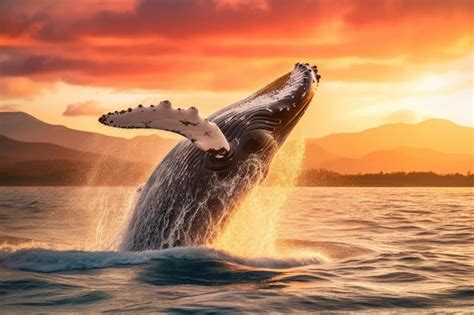 Ein wal, der aus dem wasser springt | Premium-Foto
