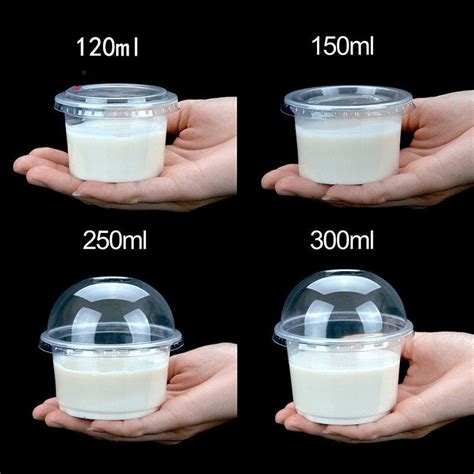 100 Pcs Pudding Cup Disposable Plastic Cups Lid Small Plastic ...