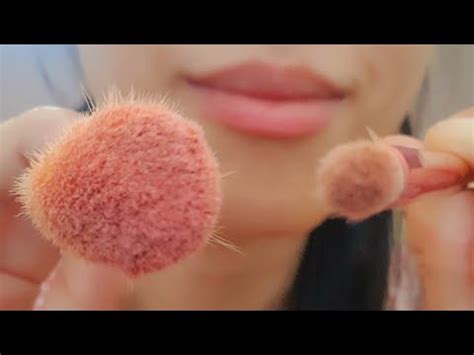 ASMR Stipple Brush & Trigger Words ☁️💜 face touching, personal attention, positive affirmation ...
