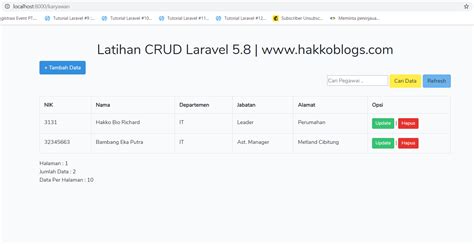 membuat CRUD di Laravel 5.8 full source code - Hakko Blog's