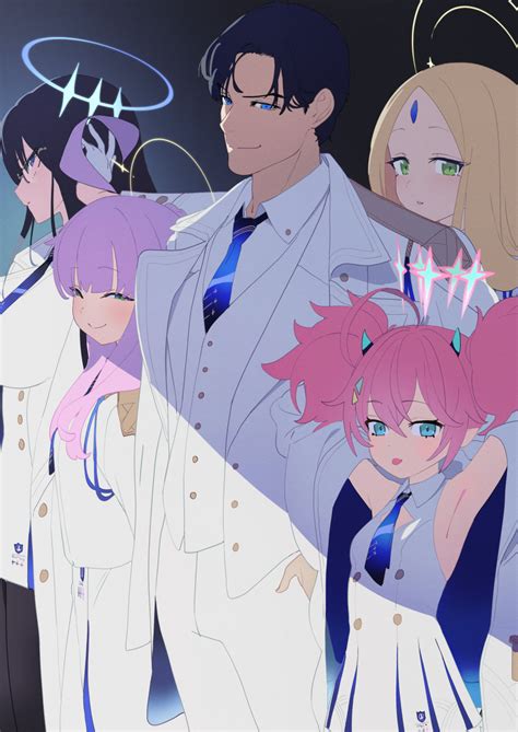 Safebooru - 1boy 4girls absurdres ahoge armpits arms up ayumu (blue ...