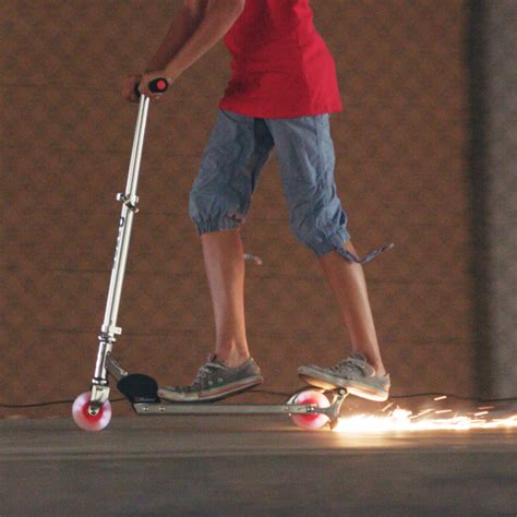 Razor Spark Ultra Folding Kick Scooter - Red, LED Light-up Wheels ...