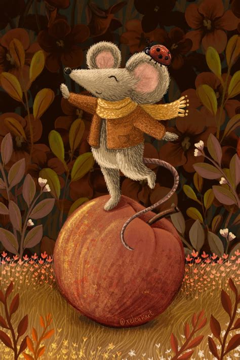 Мышонок на яблоке 🍎 в стиле 3D на Illustrators.ru