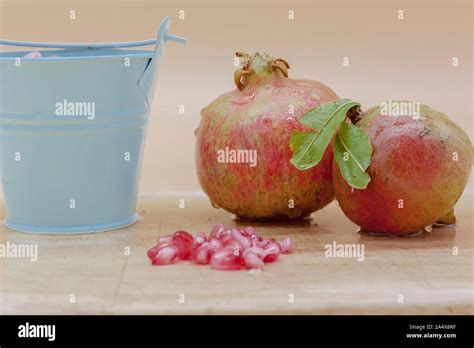 macro photography of granda fruit composition split in half with its f ...