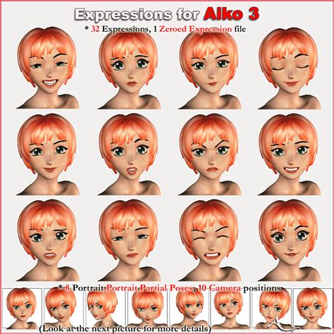 Expressions for Aiko 3 Poser A_