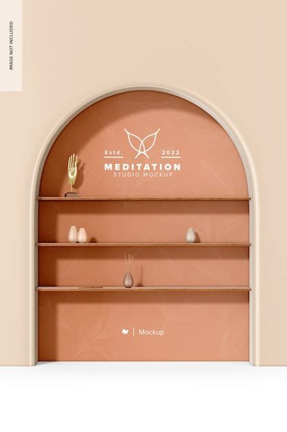 Premium PSD | Meditation studio wall stand mockup front view