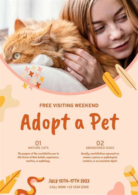 Hand-drawn Abstract Adopt A Pet Visiting Weekend Poster | Pets, Adoption, Poster template