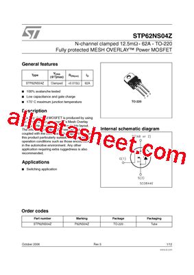 P62NS04Z Datasheet(PDF) - STMicroelectronics