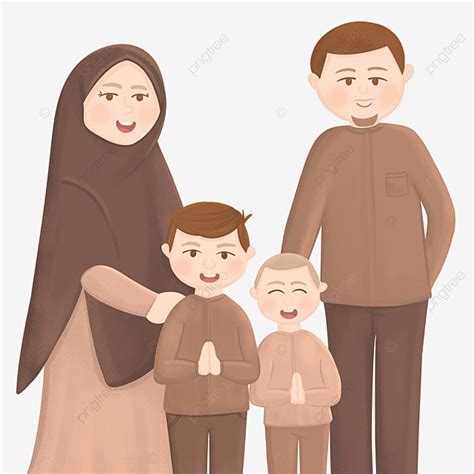Ilustrasi Keluarga Muslim Dengan Dua Putra, Keluarga, Muslim, Ramadan PNG Transparan Clipart dan ...