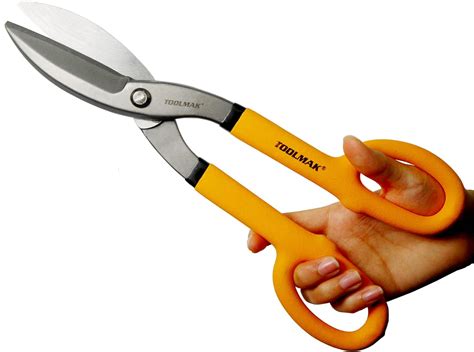 TOOLMAK Tin Snips 12 Inch Straight Pattern Tinners Snips with Comfort ...